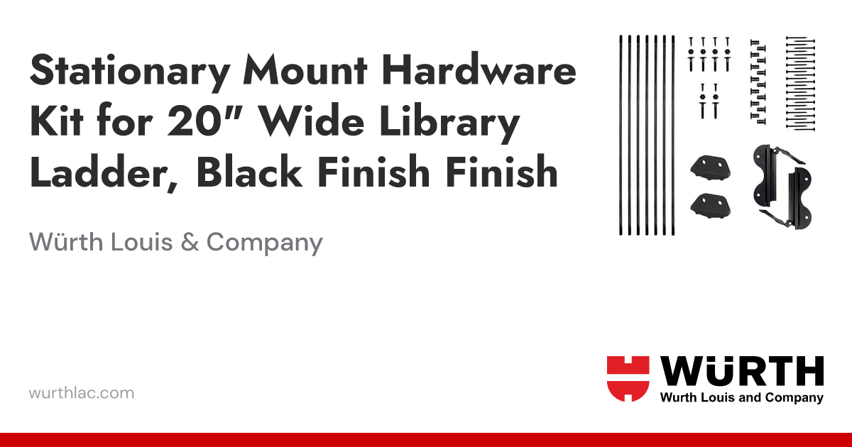 Stationary Mount Hardware Kit for 20" Wide Library Ladder, Black Finish ...