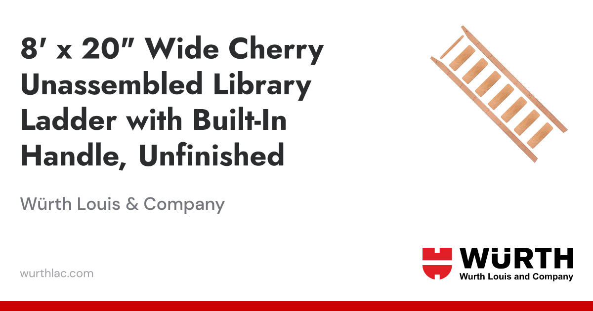 8' x 20" Wide Cherry Unassembled Library Ladder with Built-In Handle ...