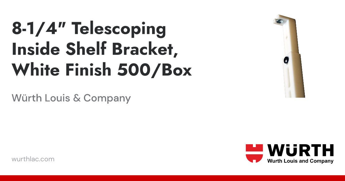 8-1/4" Telescoping Inside Shelf Bracket, White Finish 500/Box | Würth ...