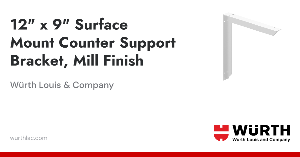 12" x 9" Surface Mount Counter Support Bracket, Mill Finish | Würth ...
