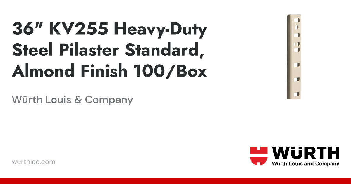 36" KV255 Heavy-Duty Steel Pilaster Standard, Almond Finish 100/Box ...