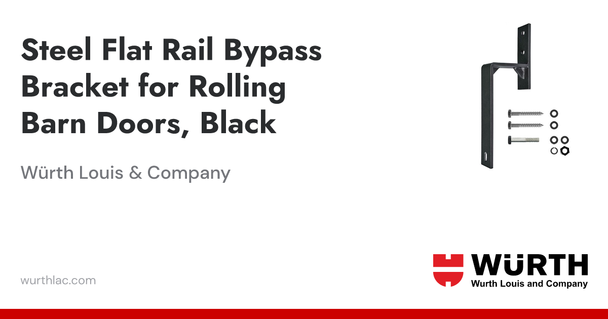 Steel Flat Rail Bypass Bracket for Rolling Barn Doors, Black | Würth ...