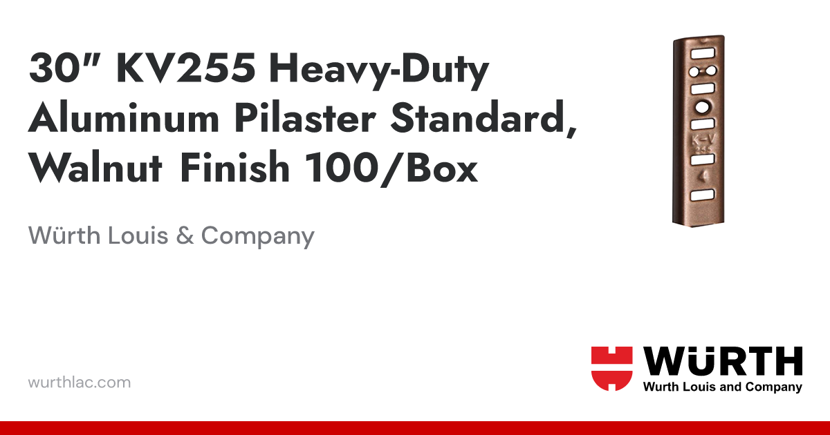 30" KV255 Heavy-Duty Aluminum Pilaster Standard, Walnut Finish 100/Box ...