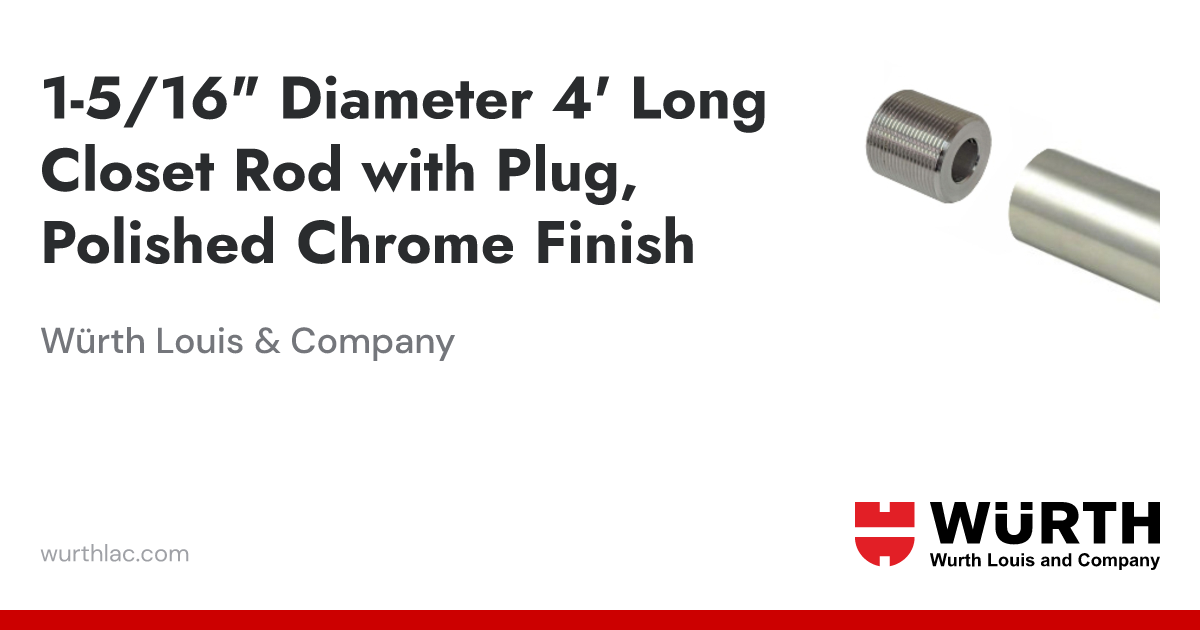 1-5/16" Diameter 4' Long Closet Rod with Plug, Polished Chrome Finish ...