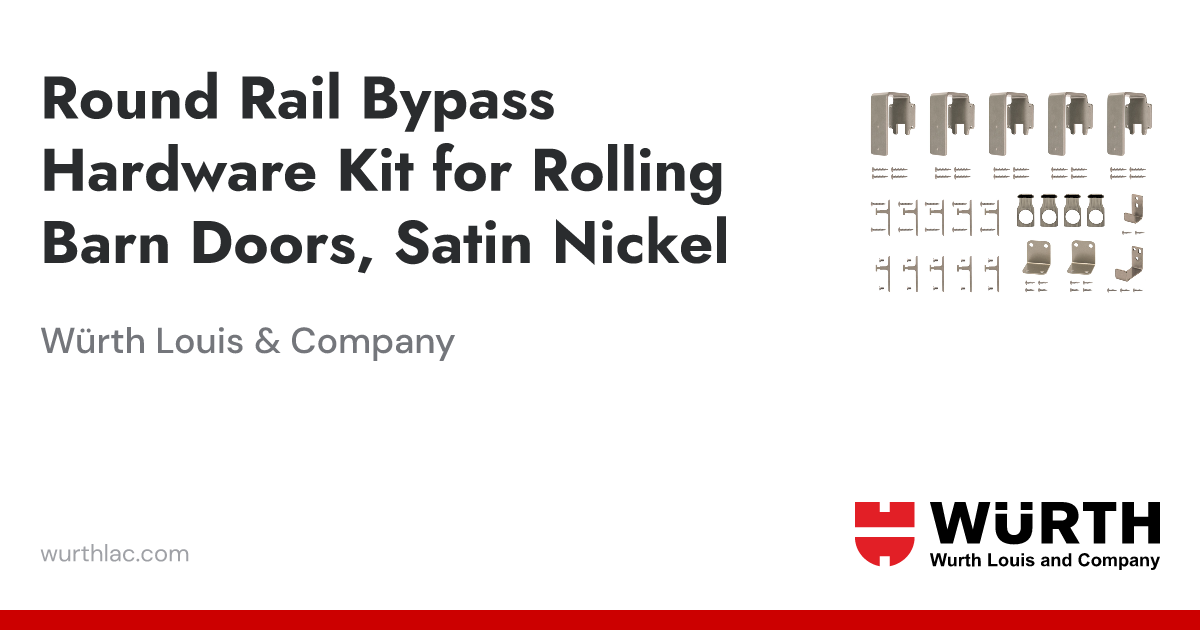 Round Rail Bypass Hardware Kit for Rolling Barn Doors, Satin Nickel ...