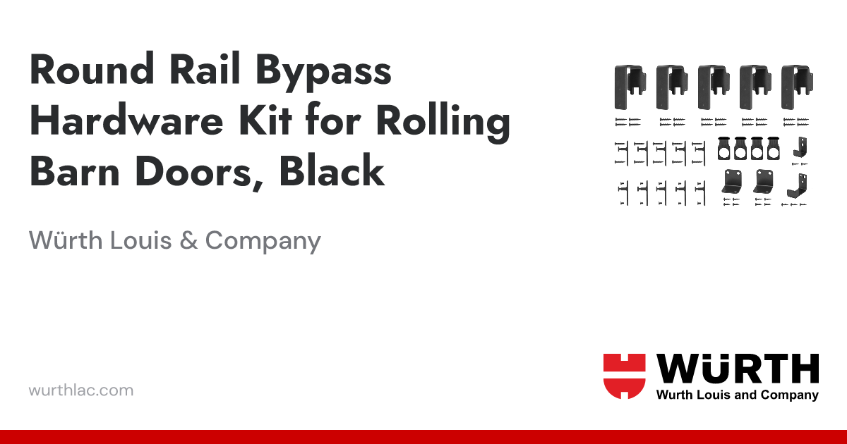 Round Rail Bypass Hardware Kit for Rolling Barn Doors, Black | Würth ...