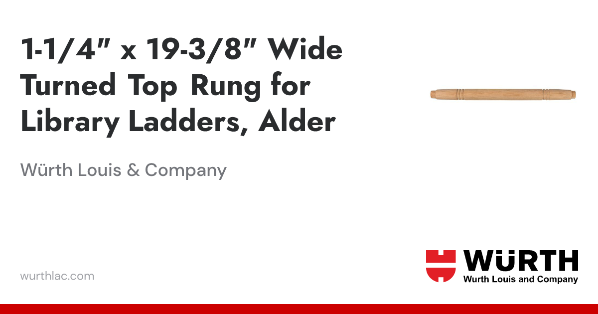 1-1/4" x 19-3/8" Wide Turned Top Rung for Library Ladders, Alder ...