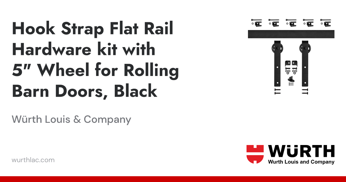Hook Strap Flat Rail Hardware kit with 5" Wheel for Rolling Barn Doors ...