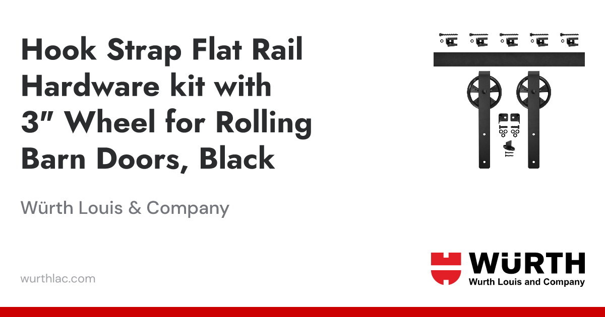 Hook Strap Flat Rail Hardware kit with 3" Wheel for Rolling Barn Doors ...