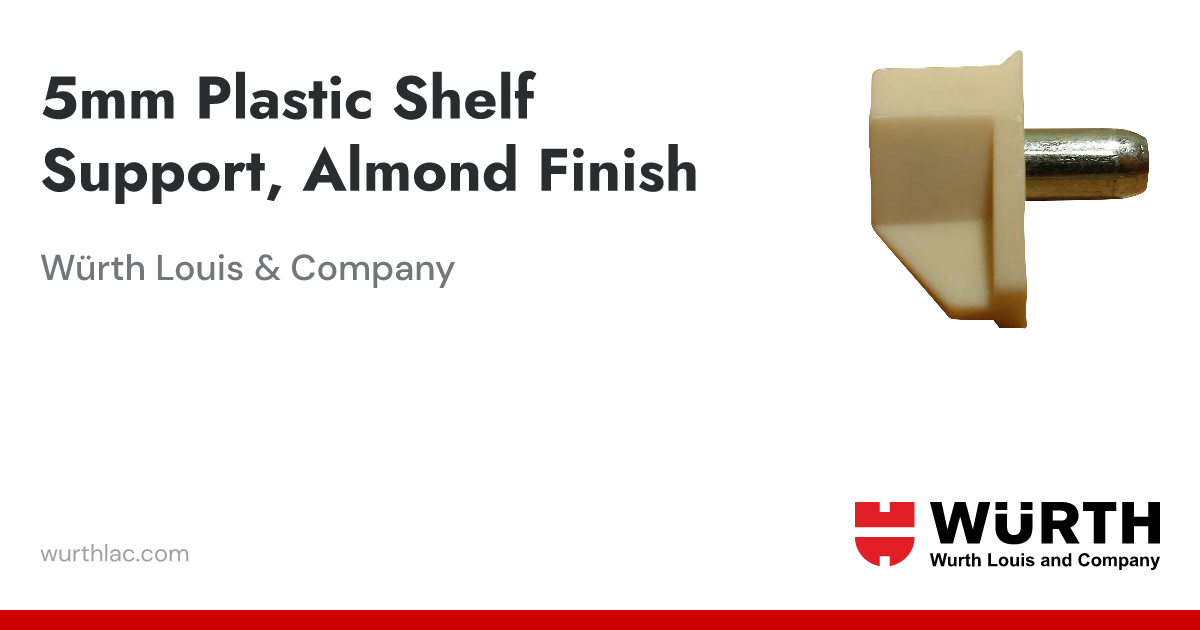 5mm Plastic Shelf Support, Almond Finish | Würth Louis & Company