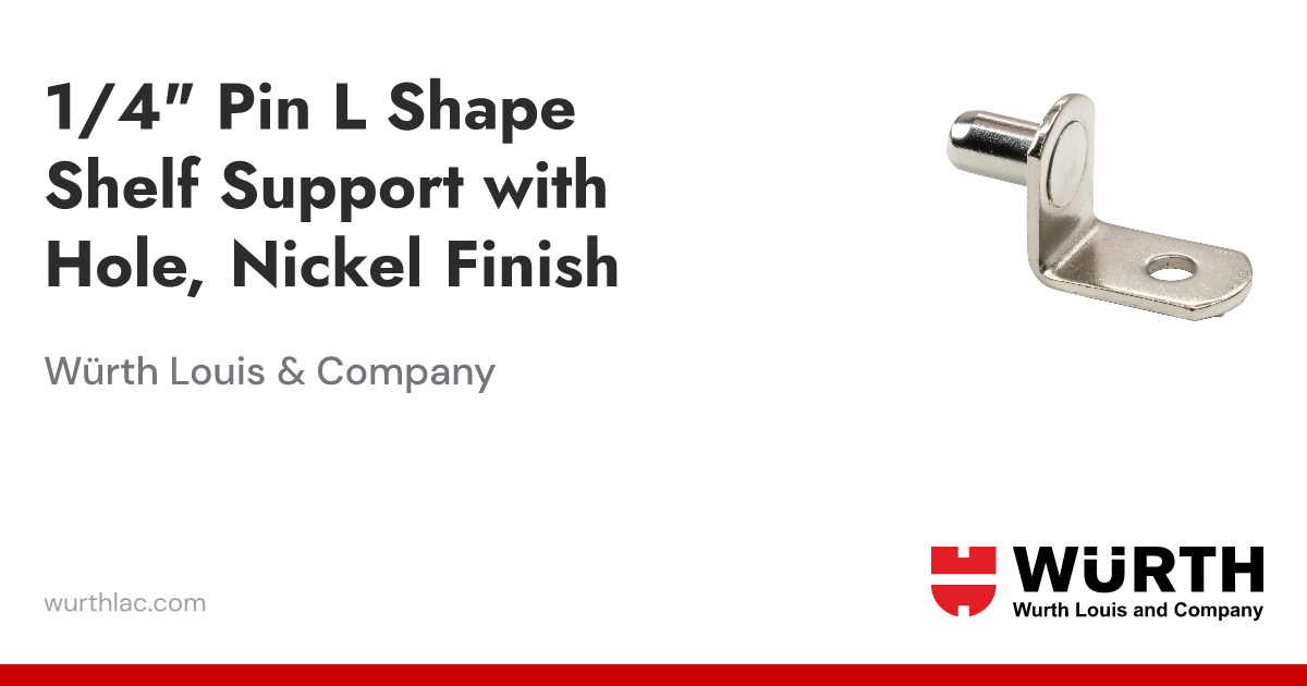 1/4" Pin L Shape Shelf Support with Hole, Nickel Finish | Würth Louis ...