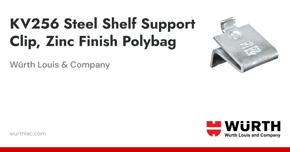 KV256 Steel Shelf Support Clip, Zinc Finish Polybag | Würth Louis & Company