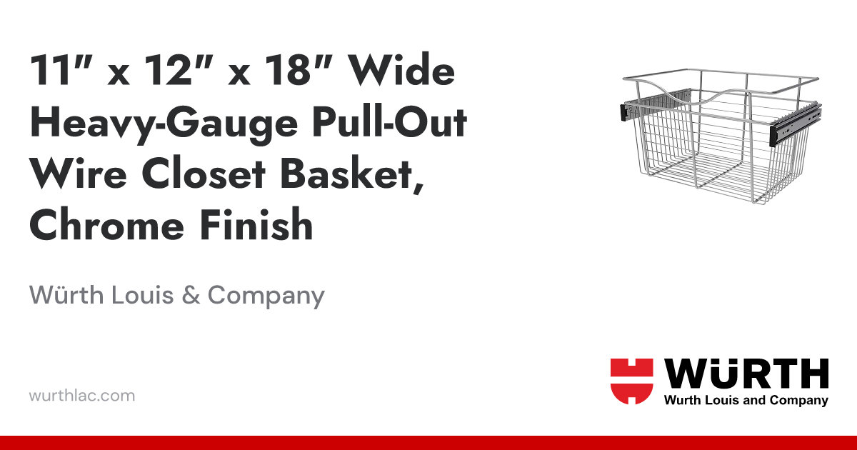 11" x 12" x 18" Wide Heavy-Gauge Pull-Out Wire Closet Basket, Chrome ...