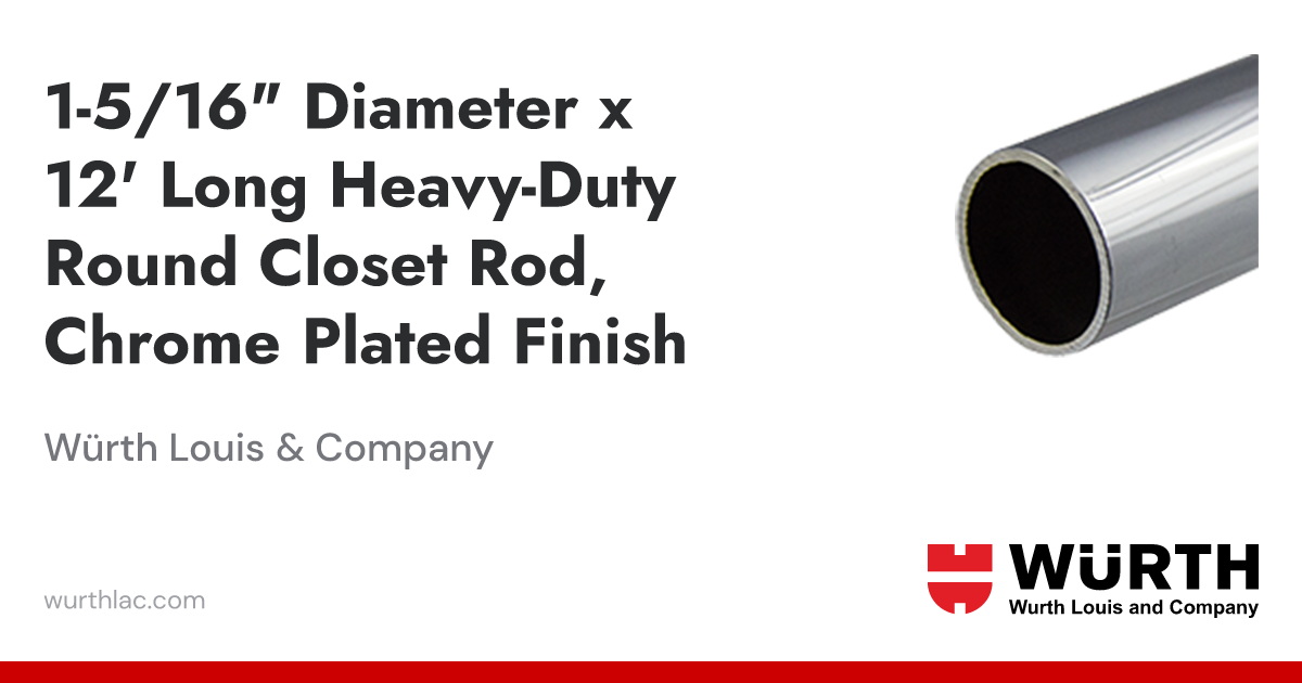 1-5/16" Diameter x 12' Long Heavy-Duty Round Closet Rod, Chrome Plated ...