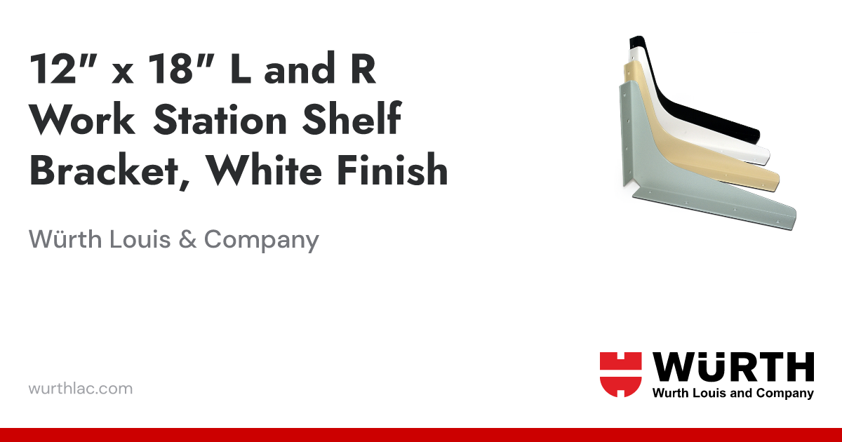 12" x 18" L and R Work Station Shelf Bracket, White Finish | Würth ...