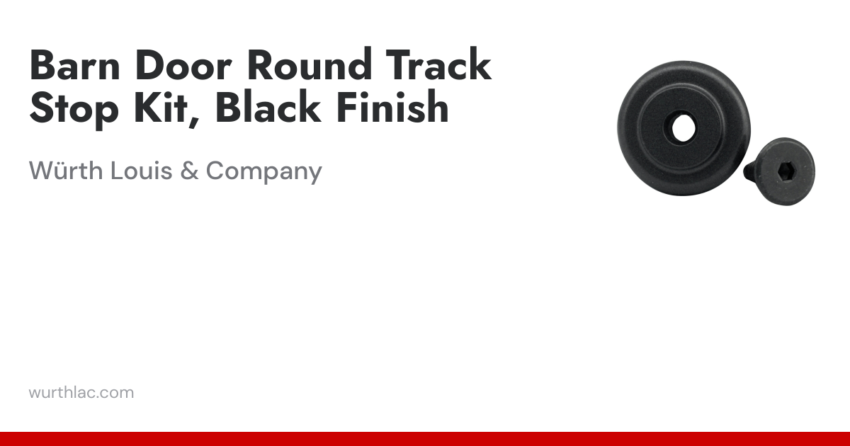 Barn Door Round Track Stop Kit, Black Finish | Würth Louis & Company