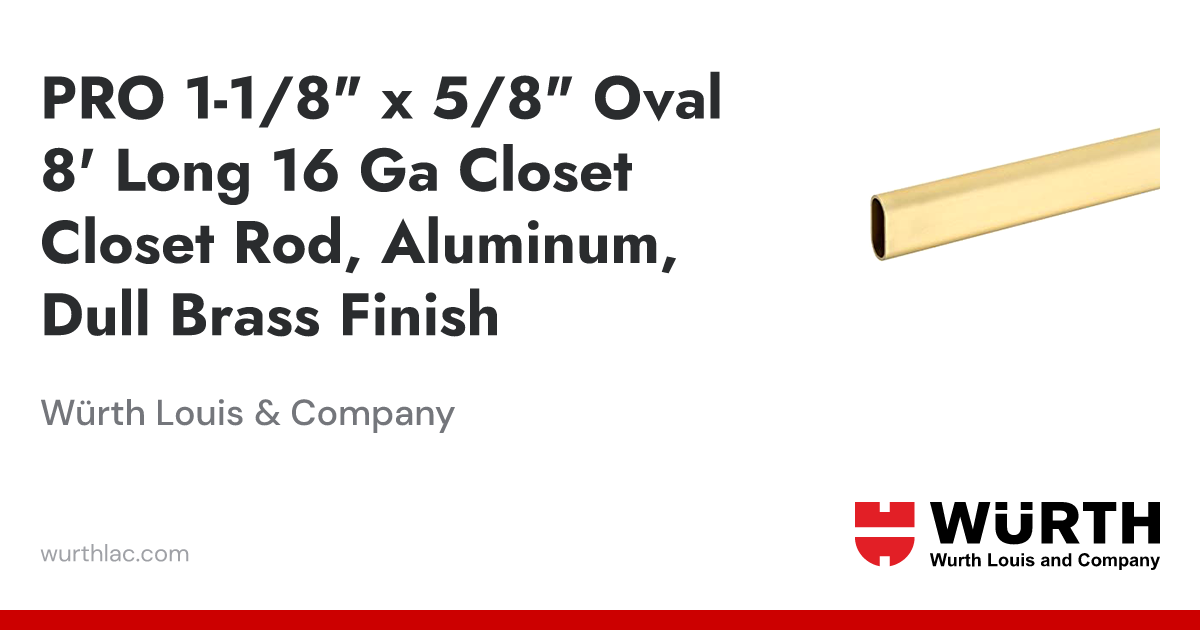 PRO 1-1/8" x 5/8" Oval 8' Long 16 Ga Closet Closet Rod, Aluminum, Dull ...