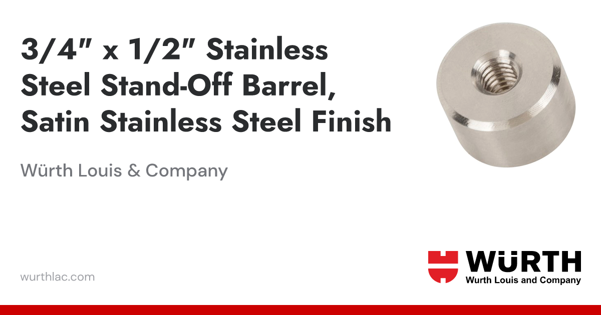 3/4" x 1/2" Stainless Steel Stand-Off Barrel, Satin Stainless Steel ...