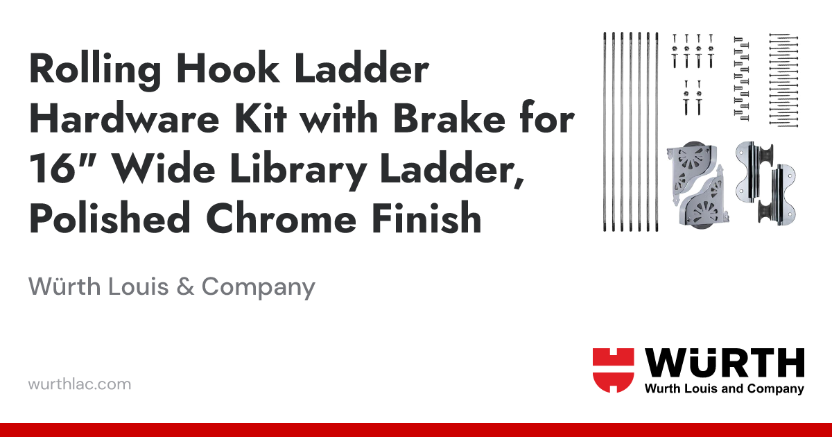 Rolling Hook Ladder Hardware Kit with Brake for 16" Wide Library Ladder ...