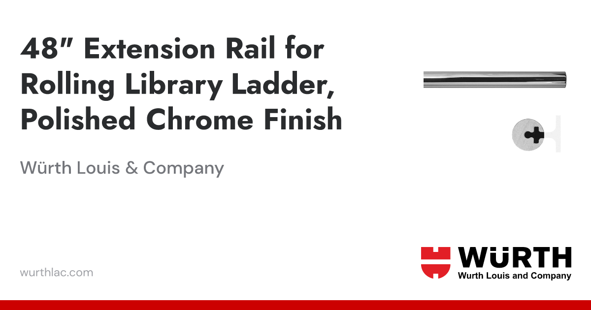 48" Extension Rail for Rolling Library Ladder, Polished Chrome Finish ...