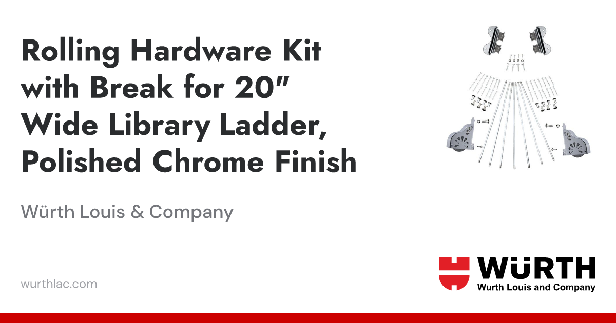 Rolling Hardware Kit with Break for 20" Wide Library Ladder, Polished ...