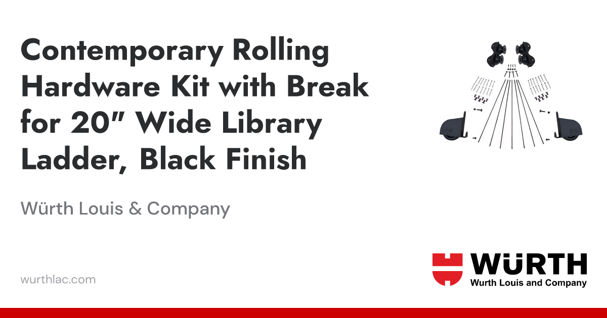 Contemporary Rolling Hardware Kit with Break for 20" Wide Library ...