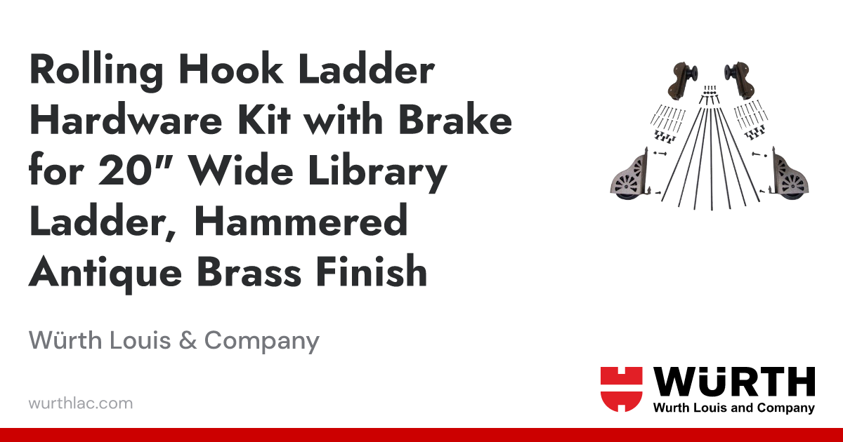 Rolling Hook Ladder Hardware Kit with Brake for 20" Wide Library Ladder ...