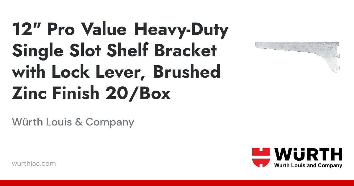 12" Pro Value Heavy-Duty Single Slot Shelf Bracket with Lock Lever ...