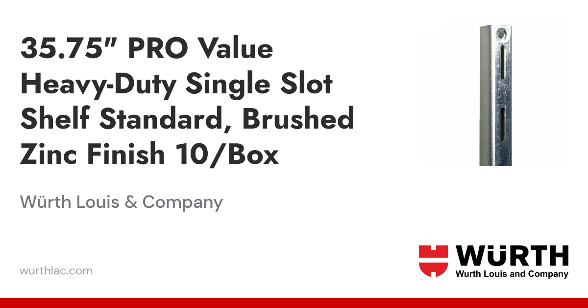 35.75" PRO Value Heavy-Duty Single Slot Shelf Standard, Brushed Zinc ...