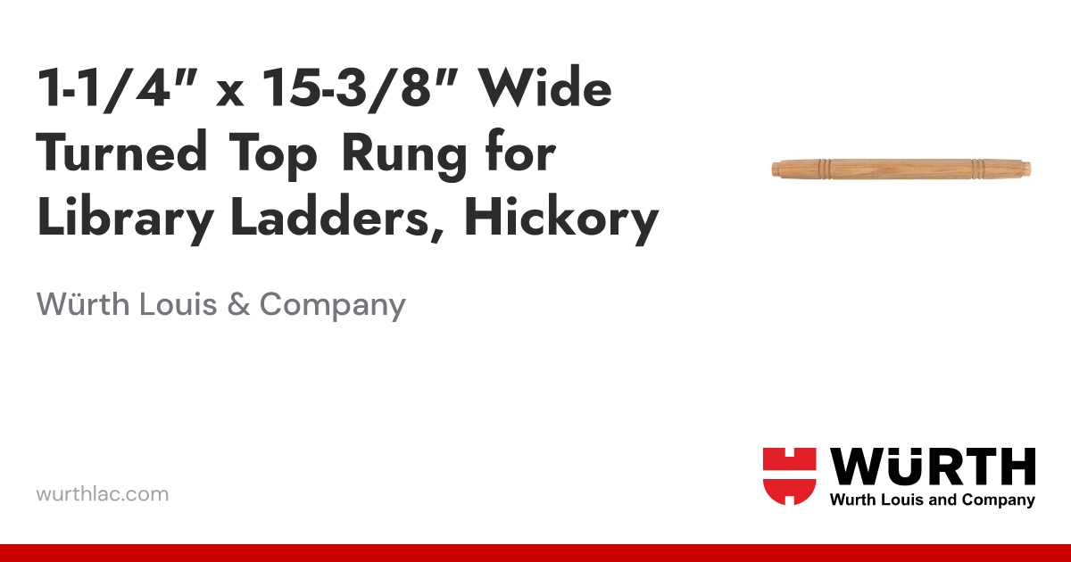 1-1/4" x 15-3/8" Wide Turned Top Rung for Library Ladders, Hickory ...