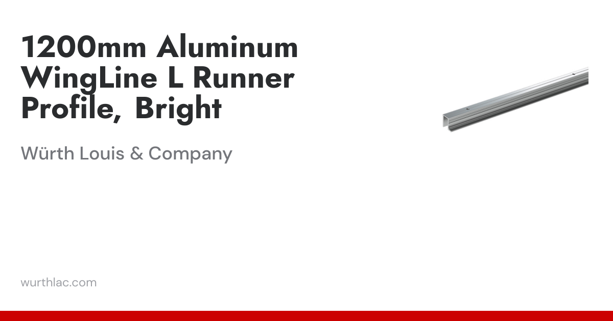 1200mm Aluminum WingLine L Runner Profile, Bright | Würth Louis & Company