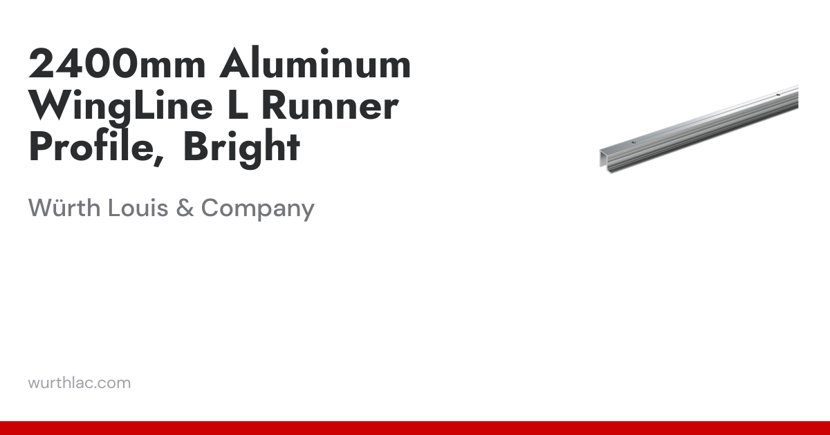 2400mm Aluminum WingLine L Runner Profile, Bright | Würth Louis & Company