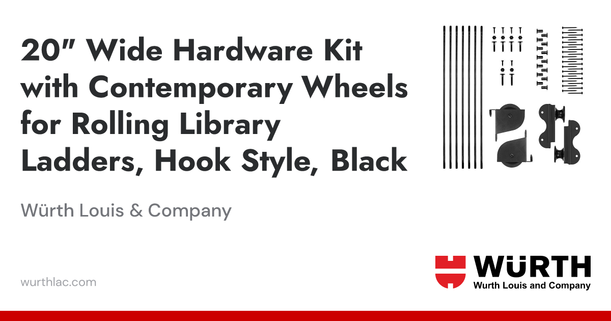 20" Wide Hardware Kit with Contemporary Wheels for Rolling Library ...