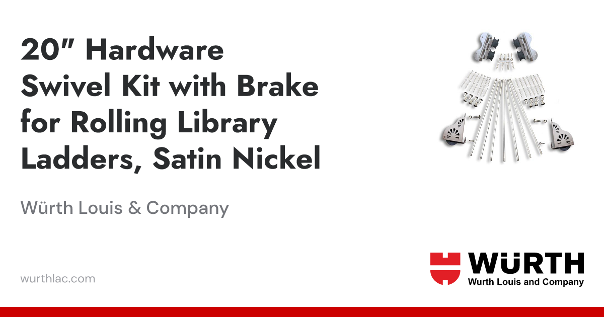 20" Hardware Swivel Kit with Brake for Rolling Library Ladders, Satin ...