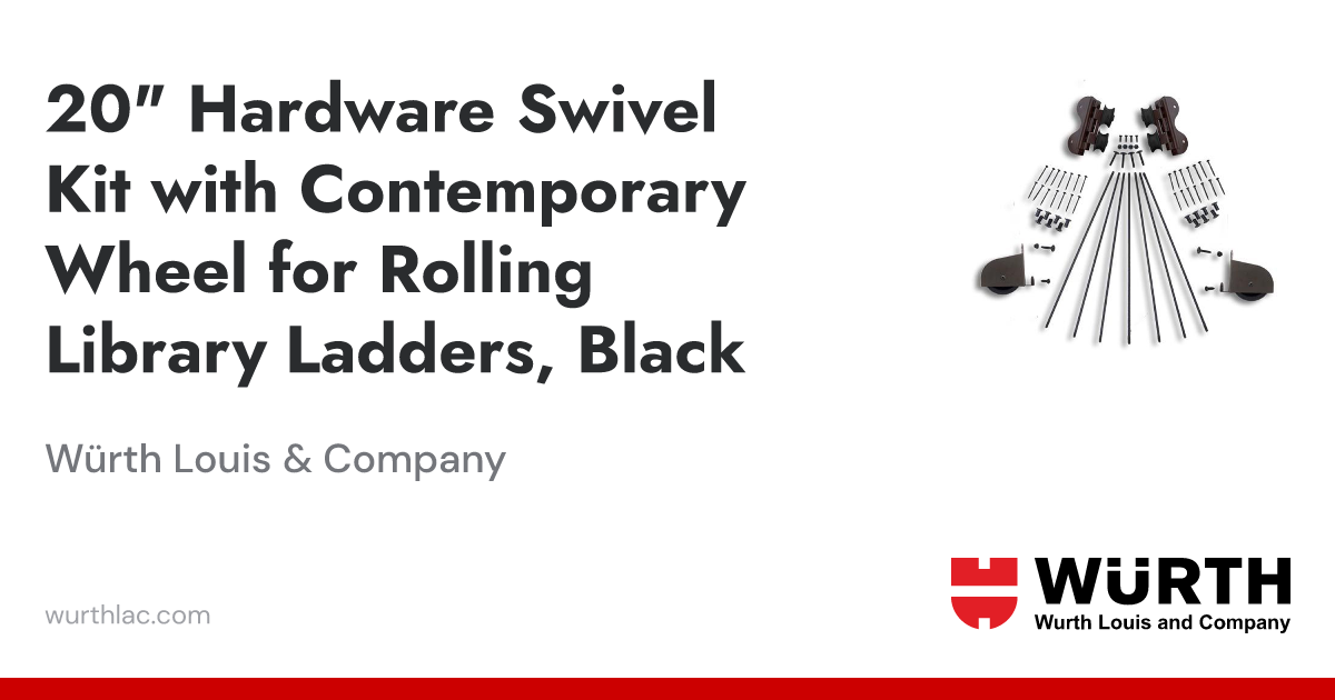 20" Hardware Swivel Kit with Contemporary Wheel for Rolling Library ...