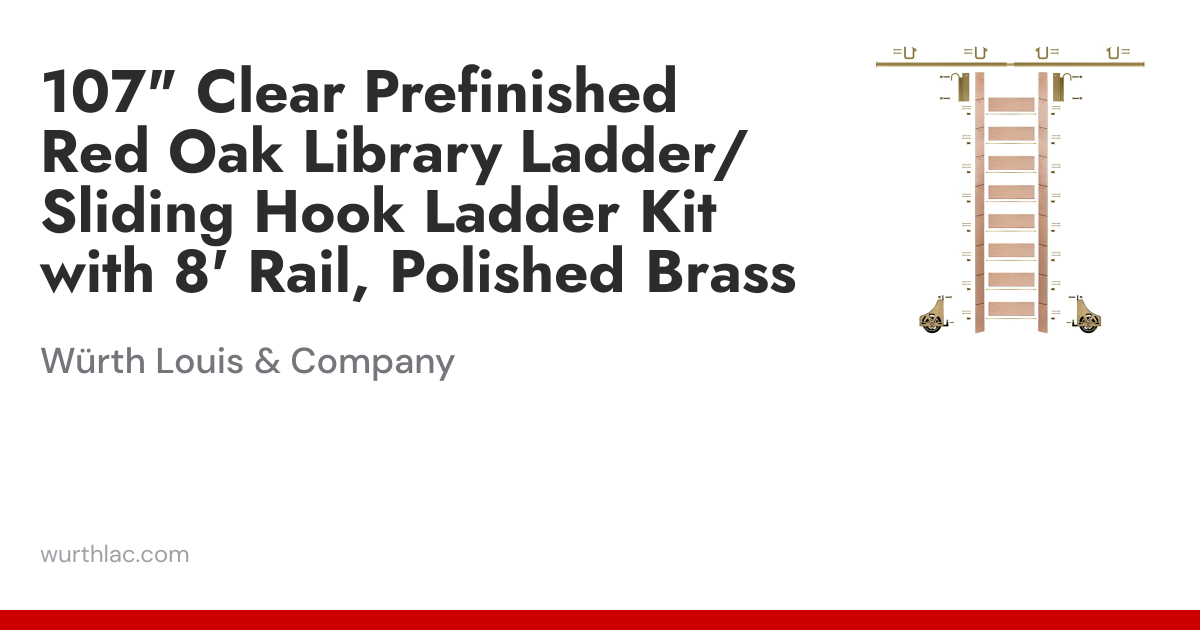 107" Clear Prefinished Red Oak Library Ladder/Sliding Hook Ladder Kit ...