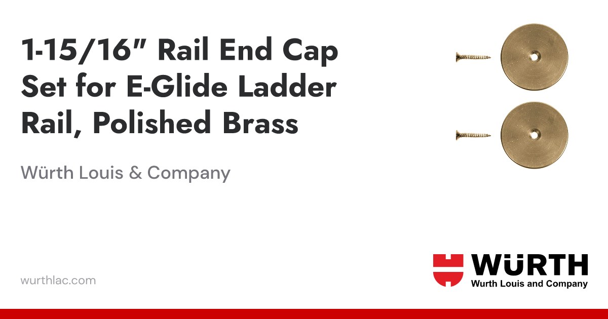 1-15/16" Rail End Cap Set for E-Glide Ladder Rail, Polished Brass ...