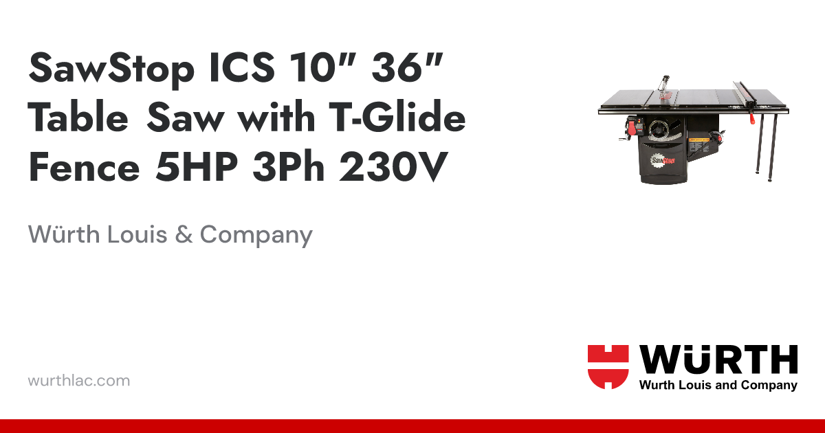SawStop ICS 10" 36" Table Saw with T-Glide Fence 5HP 3Ph 230V | Würth ...