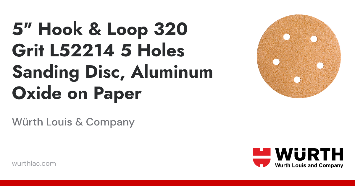 5" Hook & Loop 320 Grit L52214 5 Holes Sanding Disc, Aluminum Oxide on ...