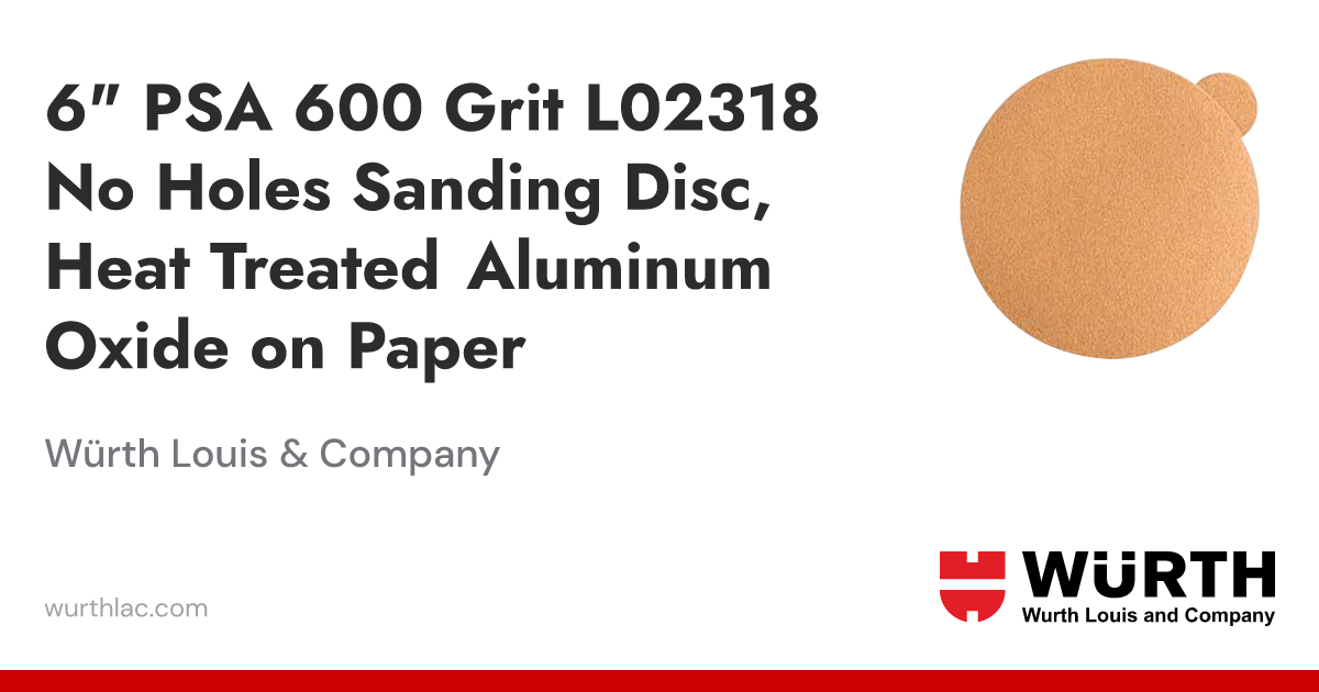6" PSA 600 Grit L02318 No Holes Sanding Disc, Heat Treated Aluminum ...