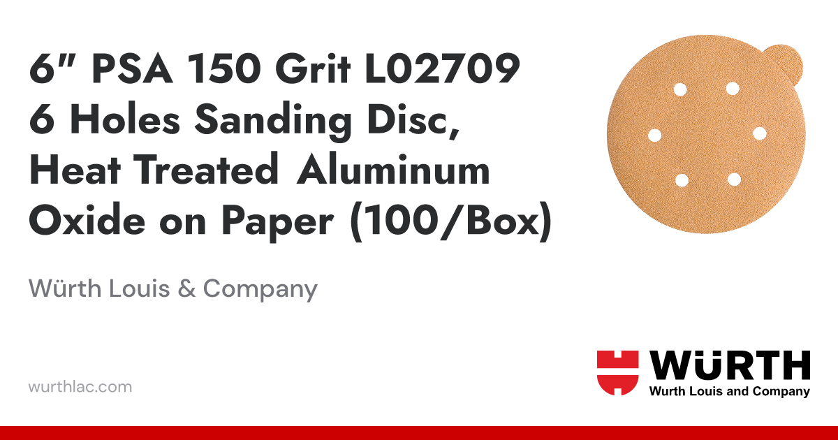 6" PSA 150 Grit L02709 6 Holes Sanding Disc, Heat Treated Aluminum ...
