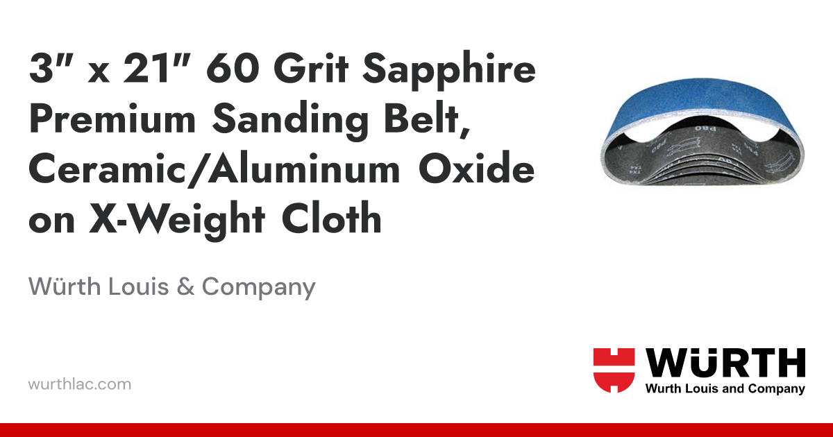 3" x 21" 60 Grit Sapphire Premium Sanding Belt, Ceramic/Aluminum Oxide ...