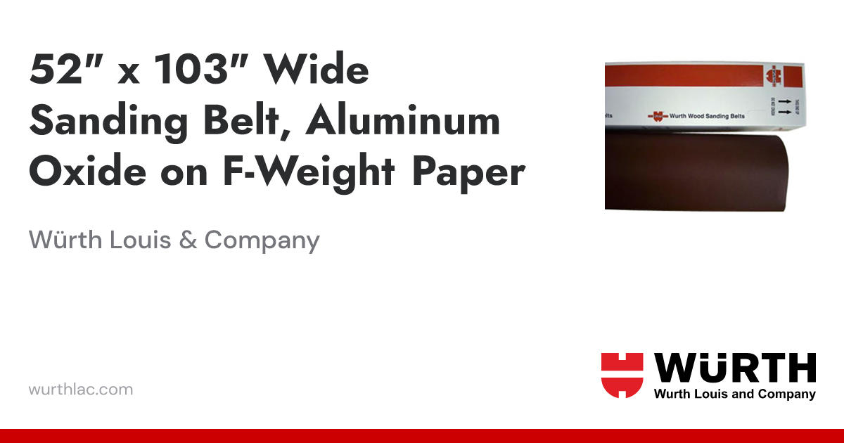 52" x 103" Wide Sanding Belt, Aluminum Oxide on F-Weight Paper | Würth ...