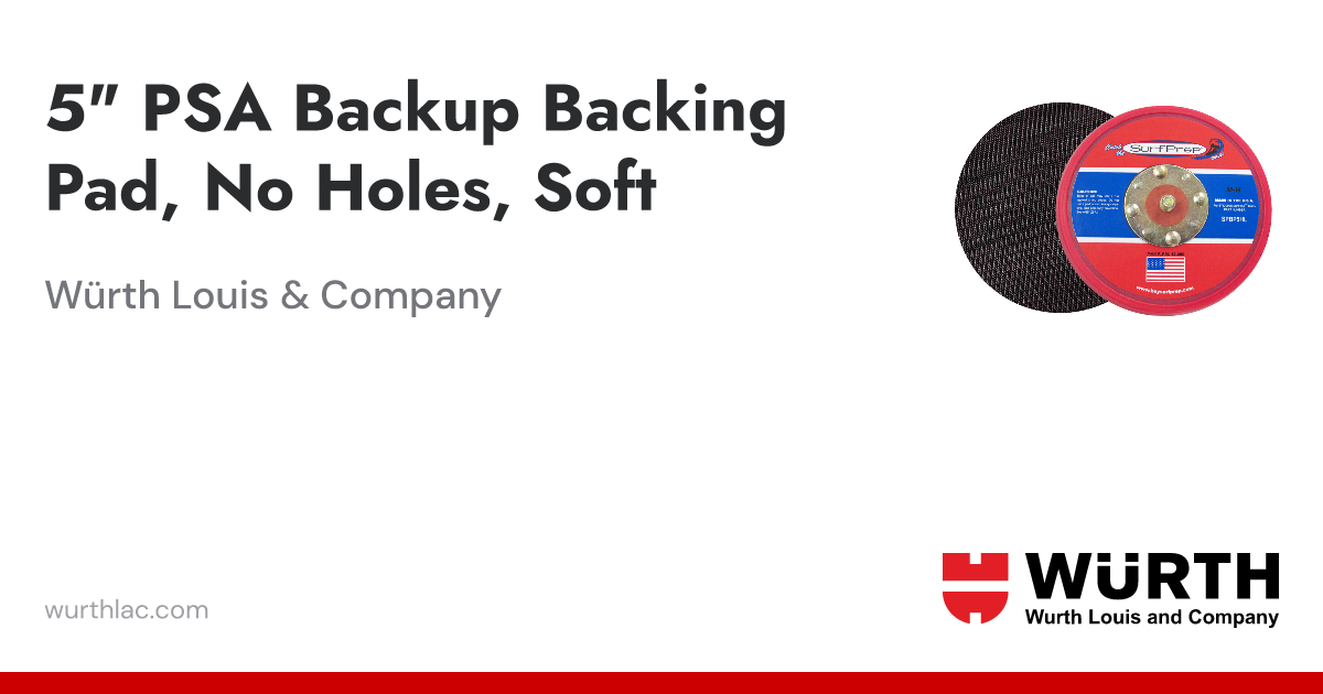 5" PSA Backup Backing Pad, No Holes, Soft | Würth Louis & Company
