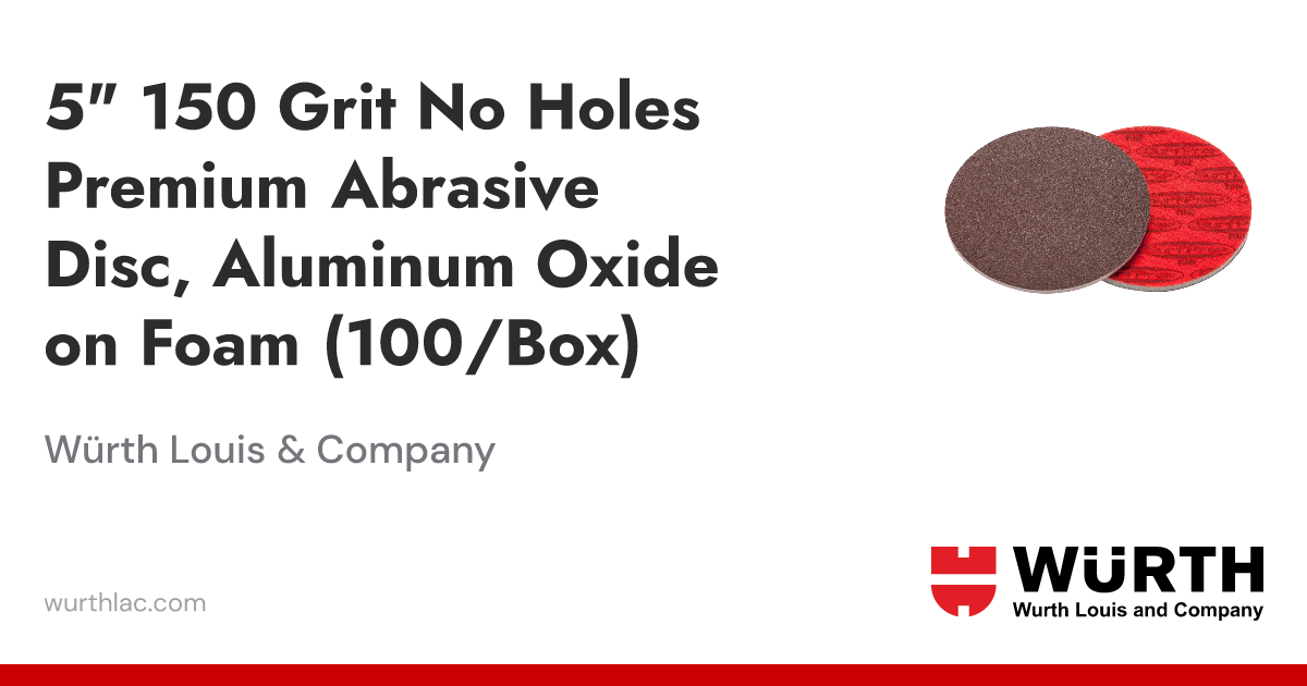 5" 150 Grit No Holes Premium Abrasive Disc, Aluminum Oxide on Foam (100 ...