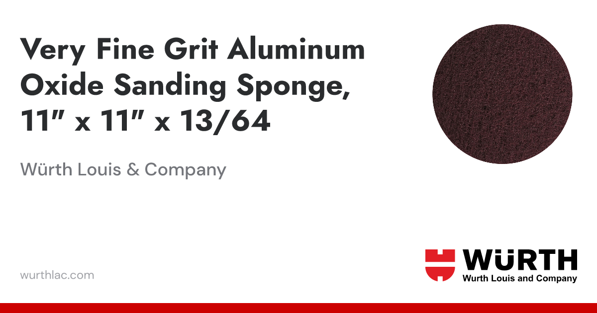 Very Fine Grit Aluminum Oxide Sanding Sponge, 11" x 11" x 13/64 | Würth ...