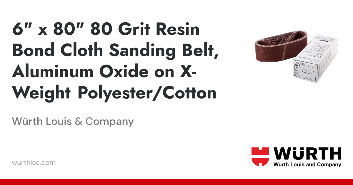 6" x 80" 80 Grit Resin Bond Cloth Sanding Belt, Aluminum Oxide on X-Weight Polyester/Cotton ...