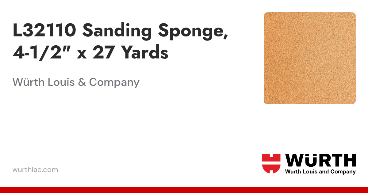 L32110 Sanding Sponge, 4-1/2" x 27 Yards | Würth Louis & Company