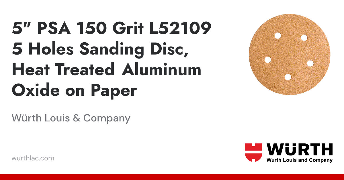 5" PSA 150 Grit L52109 5 Holes Sanding Disc, Heat Treated Aluminum ...