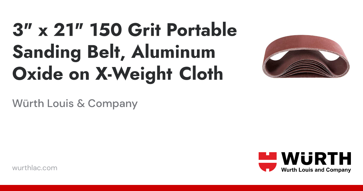 3" x 21" 150 Grit Portable Sanding Belt, Aluminum Oxide on X-Weight ...
